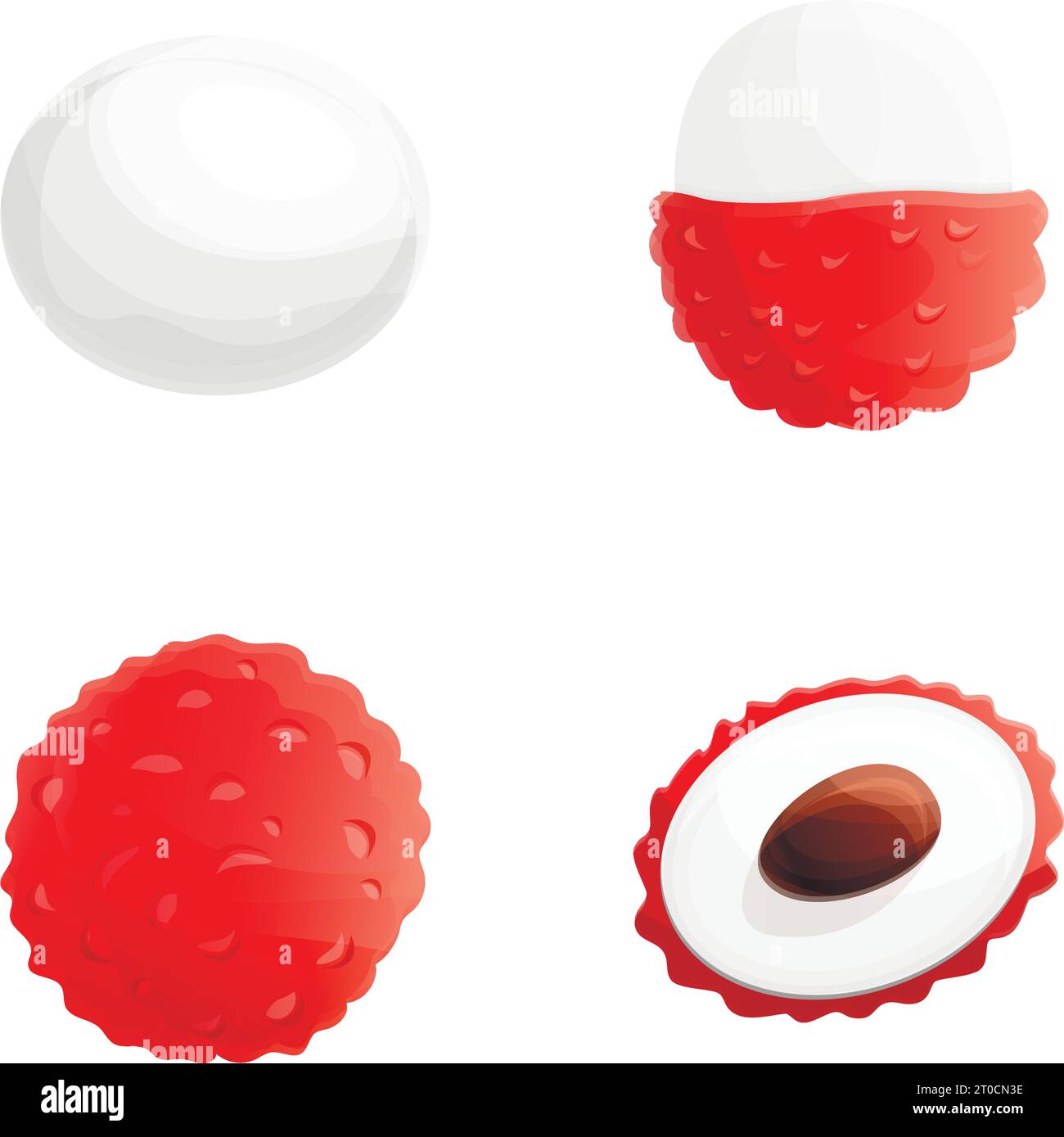 Lychee icons set cartoon vector. Ripe exotic litchi fruit. Healthy ...