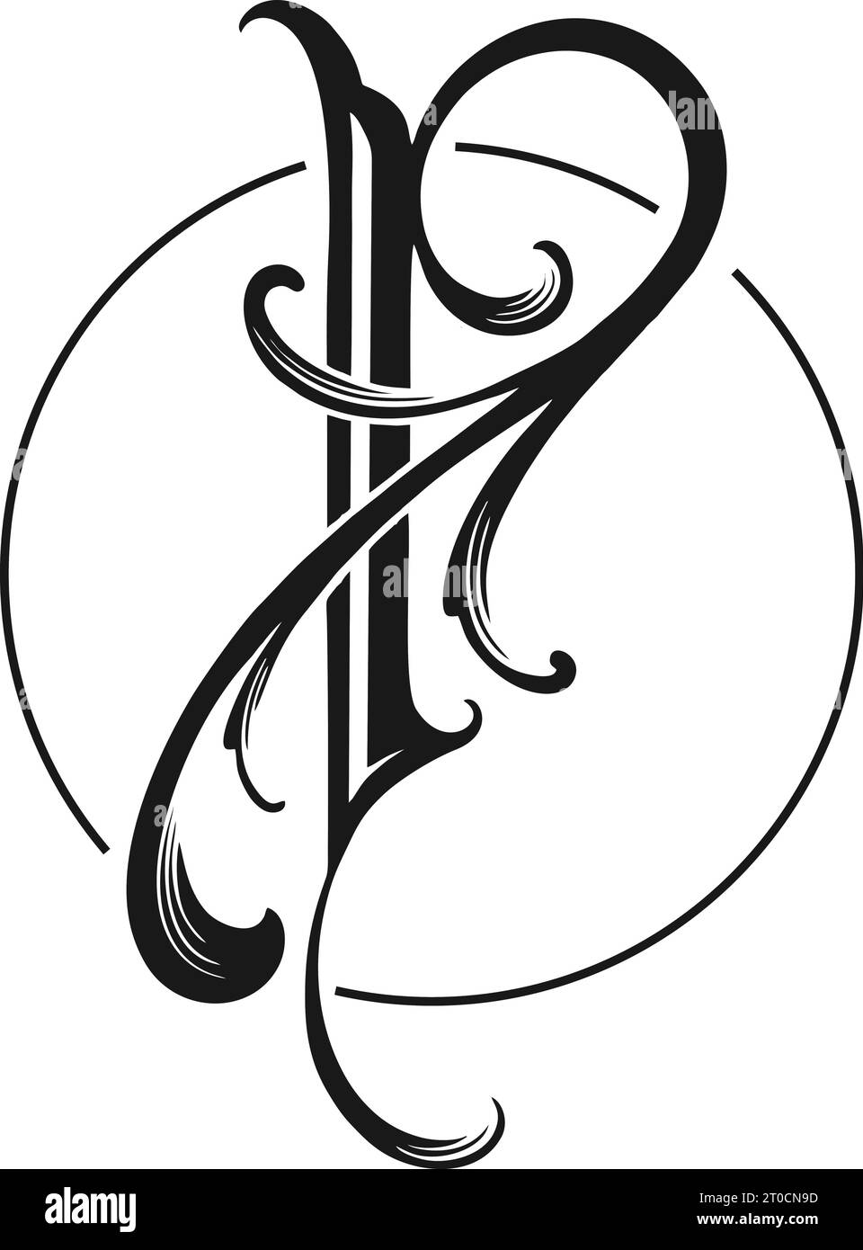 Classic letter P monogram luxury vintage flourish monochrome vector ...