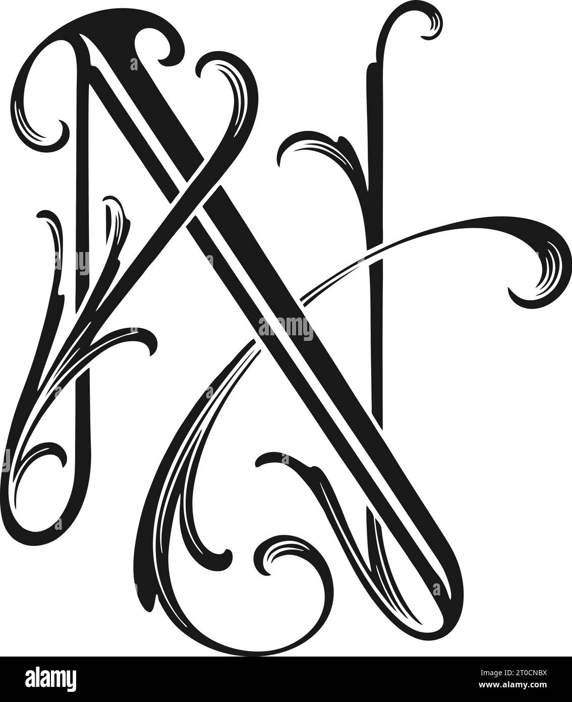 Crest elegance N letter monogram logo outline vector illustrations for ...