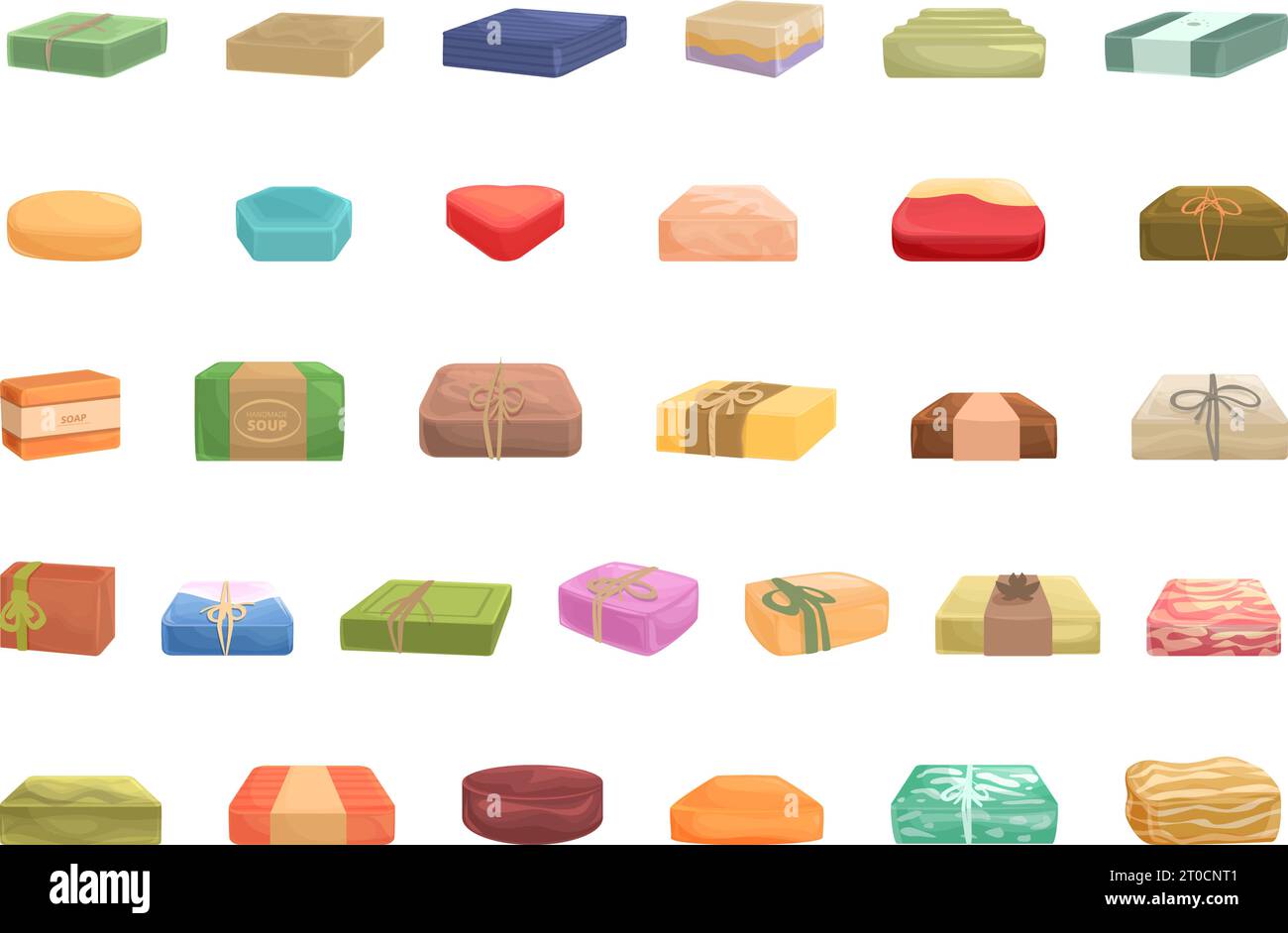 Handmade soap icons set cartoon vector. Woman maker. Spa beauty Stock ...