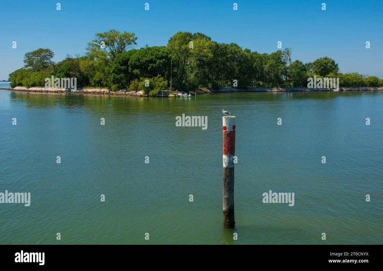 An island in the Grado section of the Marano and Grado Lagoon in Friuli ...