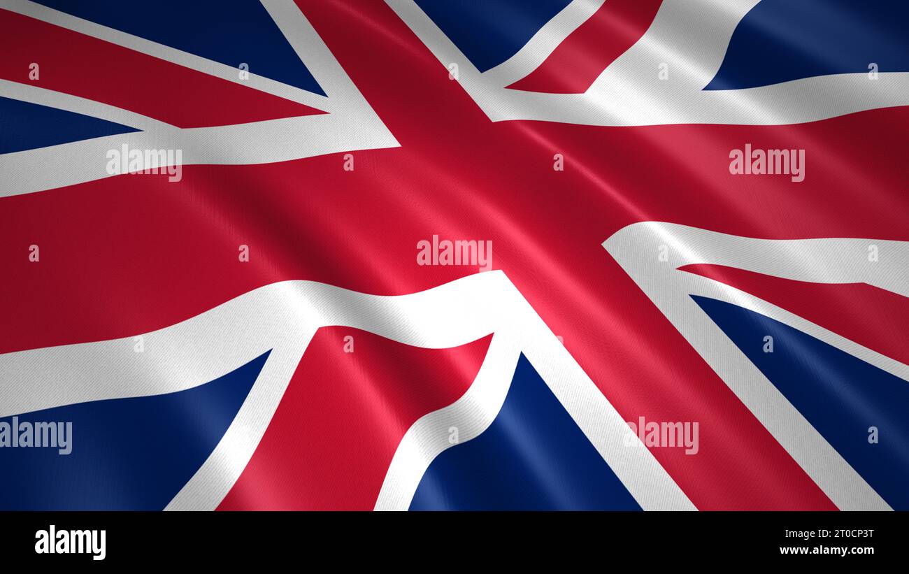 3D illustration of the Union Jack floating flag, emblem of the United ...