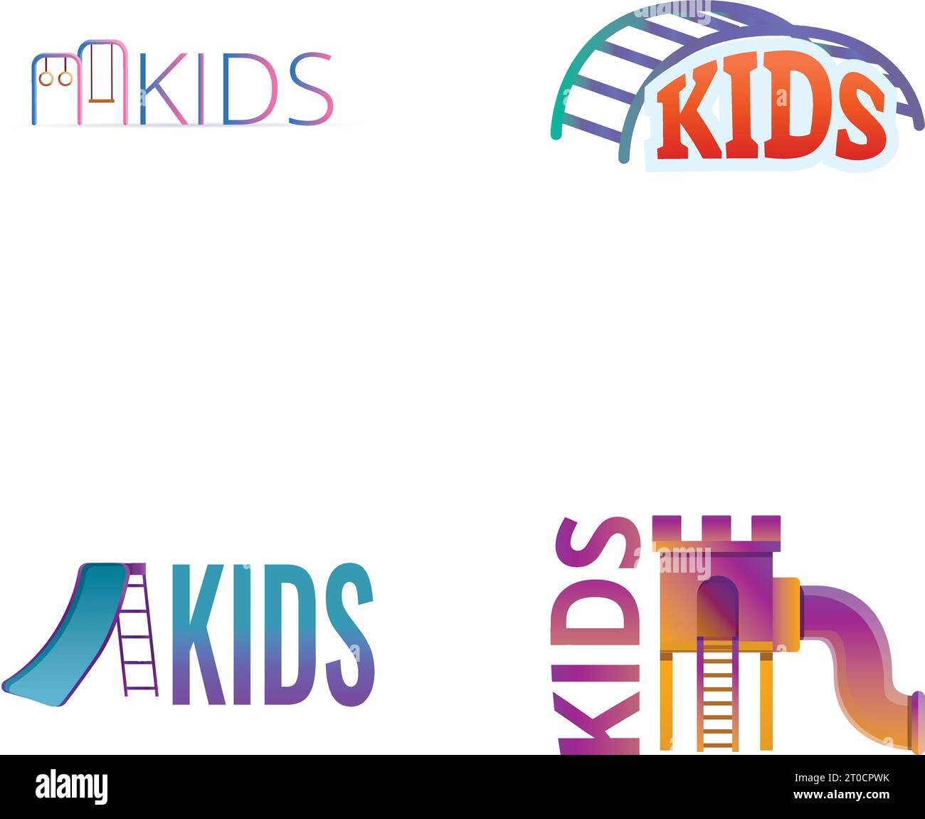 Children park icons set cartoon vector. Advertising for new playground ...