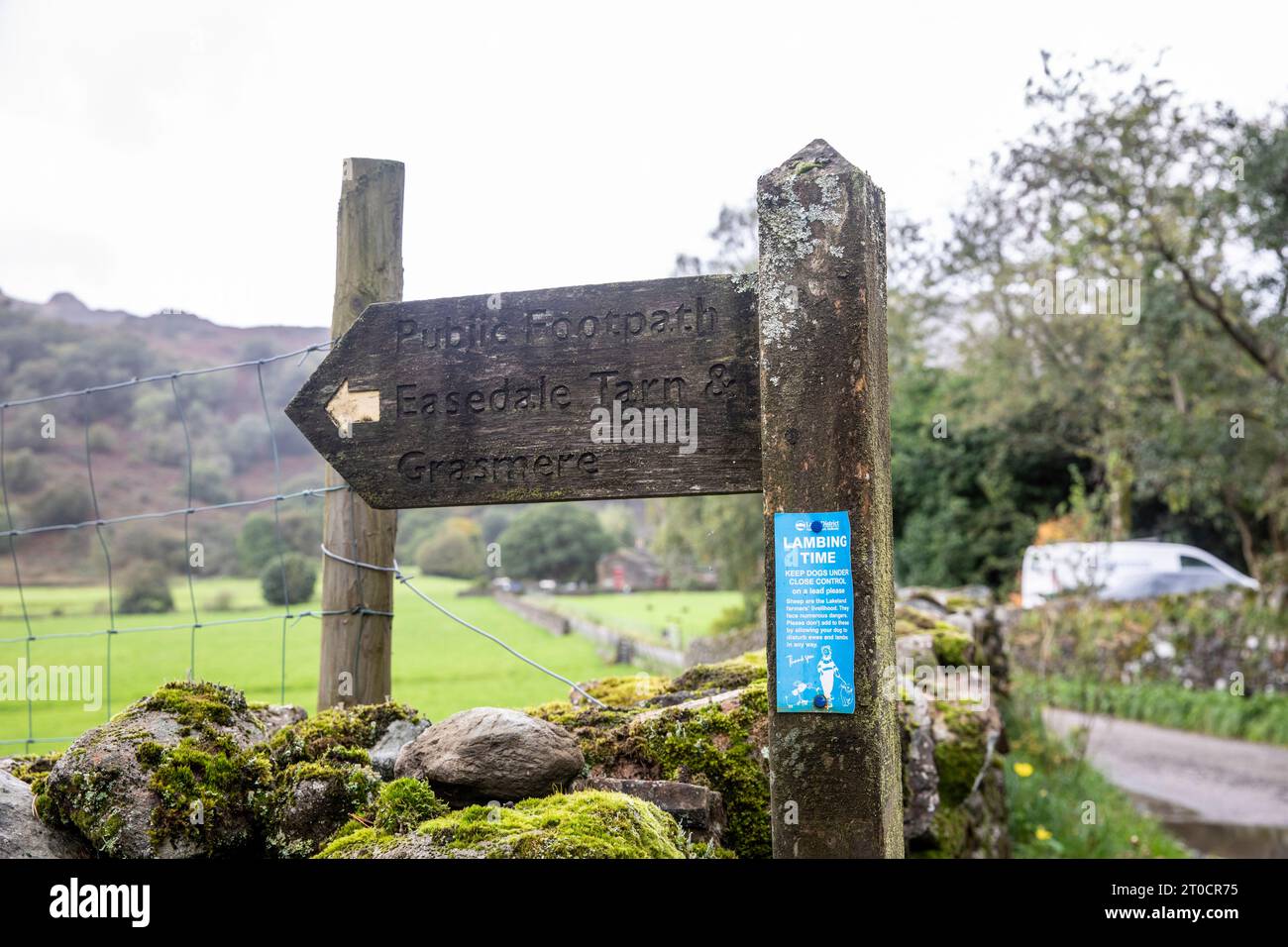 Lake District national park timber wooden sign directions to Easdale ...