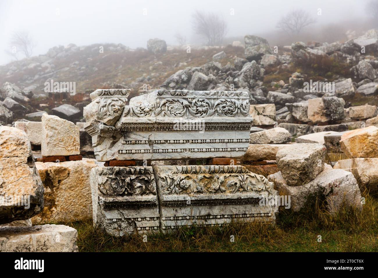 Ancient architectural fragments on archaeological site of Sagalassos ...