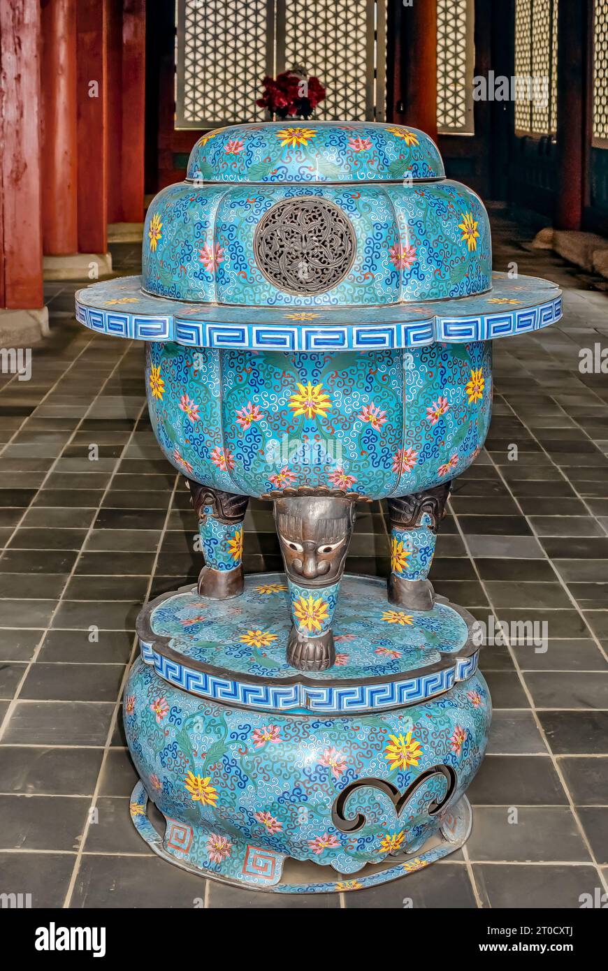 Antique Korean blue enamel bowl at the Gyeongbokgung Palace in Seoul ...