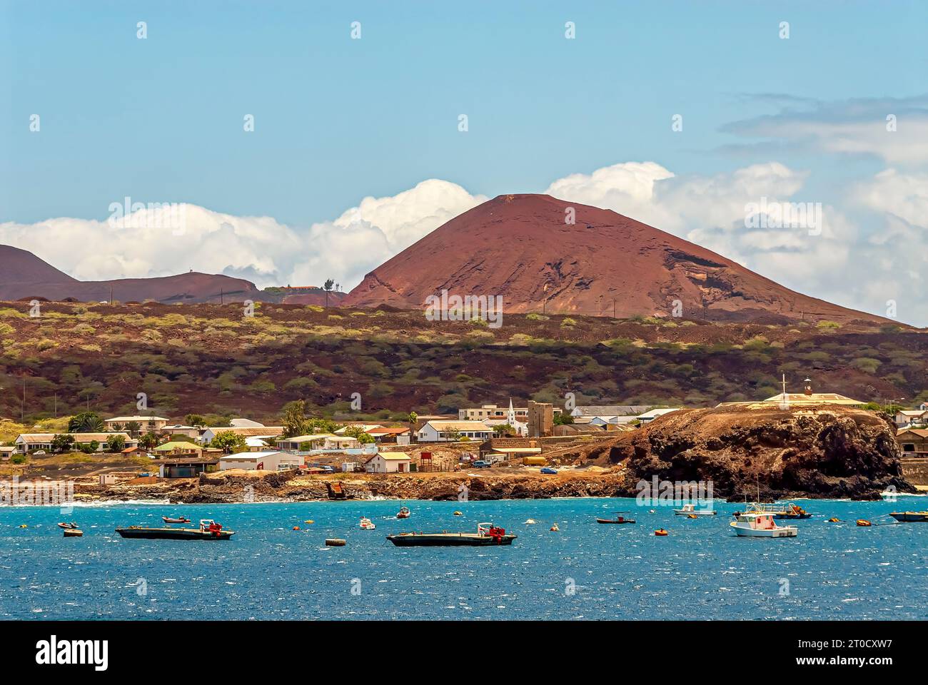 Seaside view at Georgetown the main town of Ascension Island at the ...