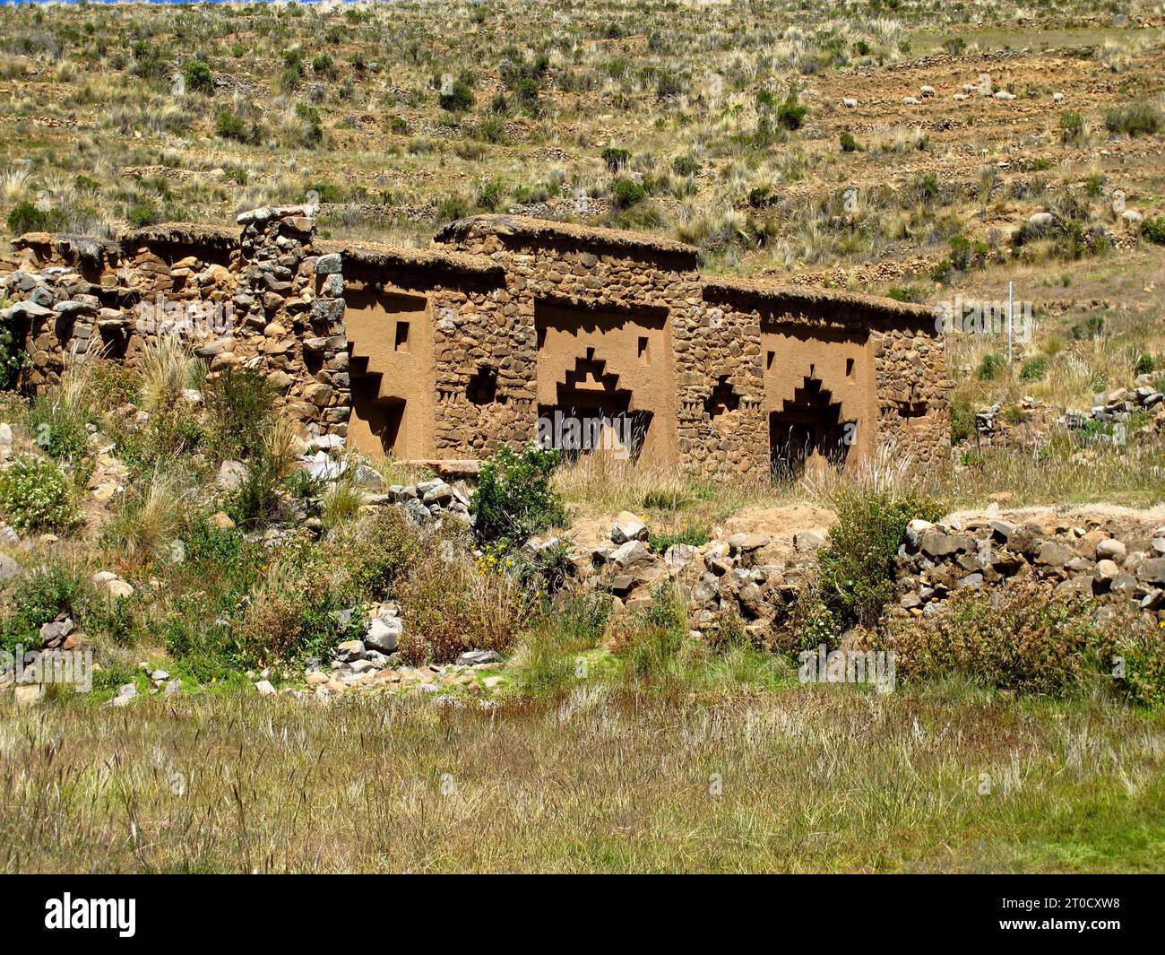 Inca ruins on Isla de la luna, Lake Titicaca in Andes of Bolivia Stock ...