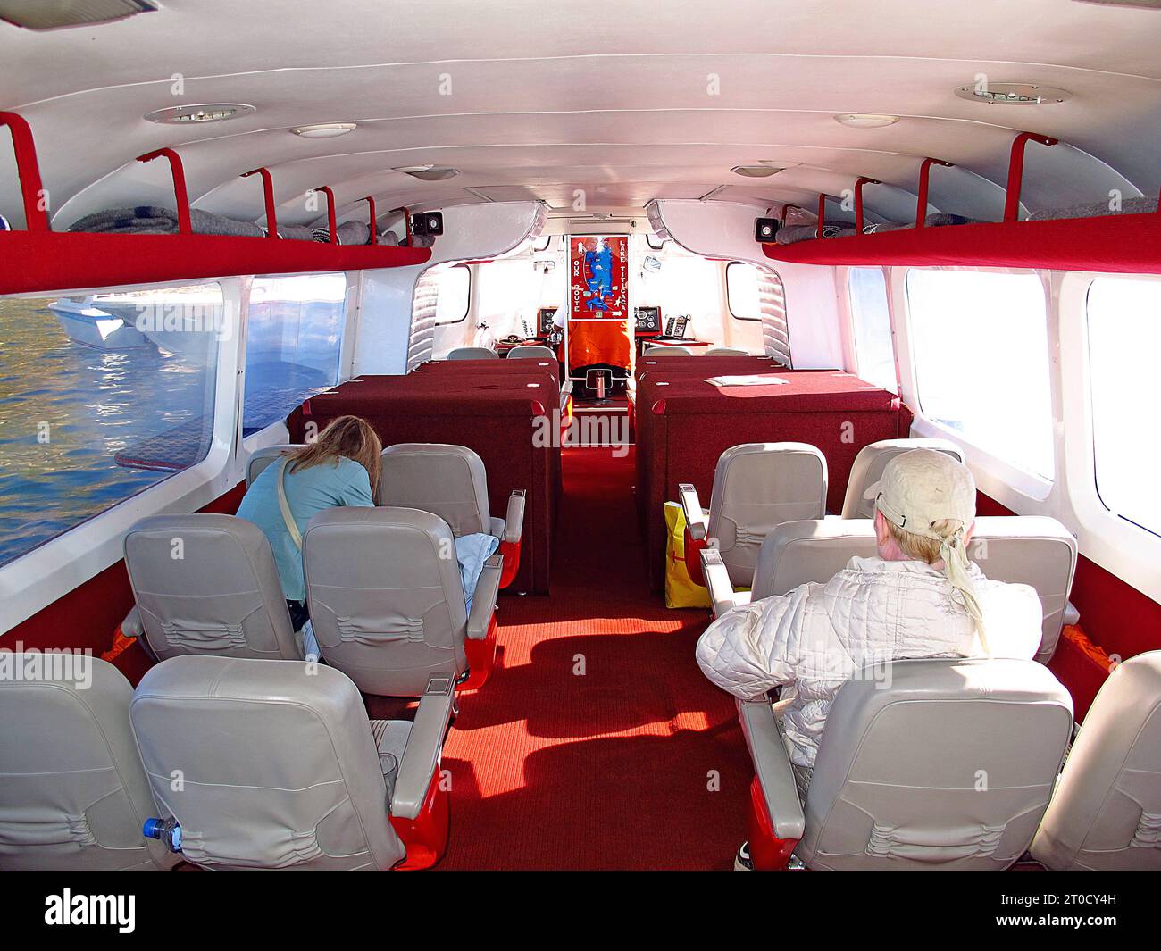 Interior of ship on Lake Titicaca in Andes, Copacabana, Bolivia Stock ...