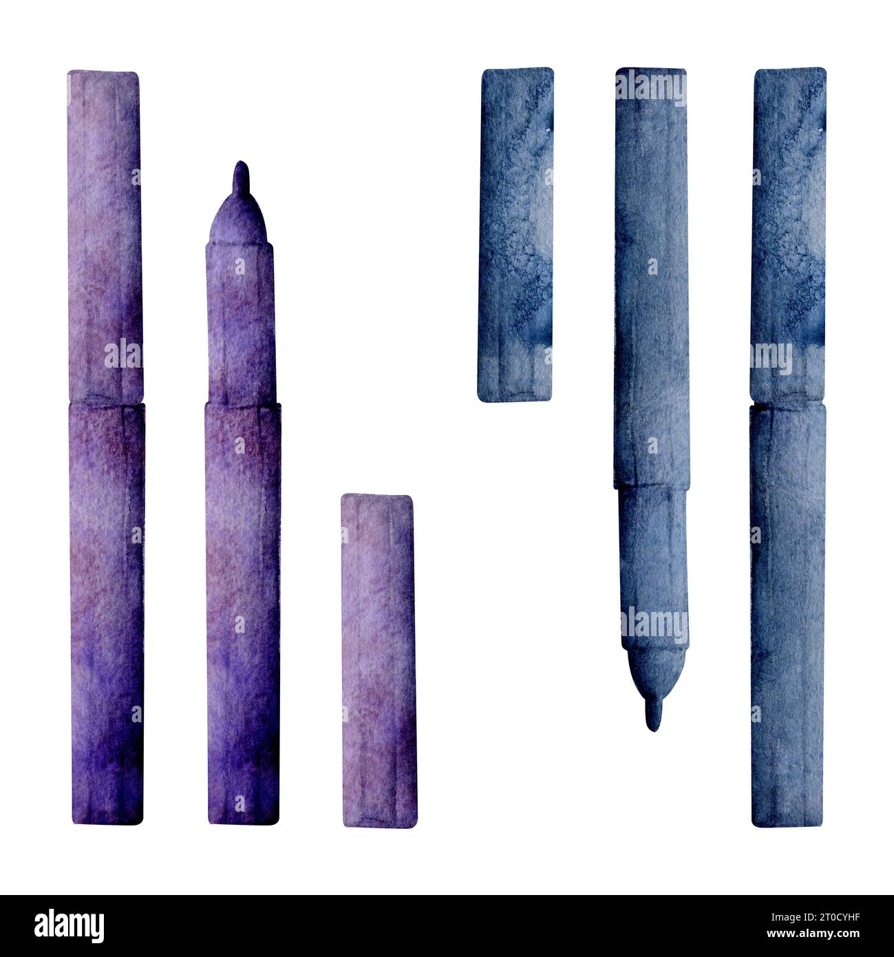 Watercolor hand drawn illustration, kids children painting materials ...