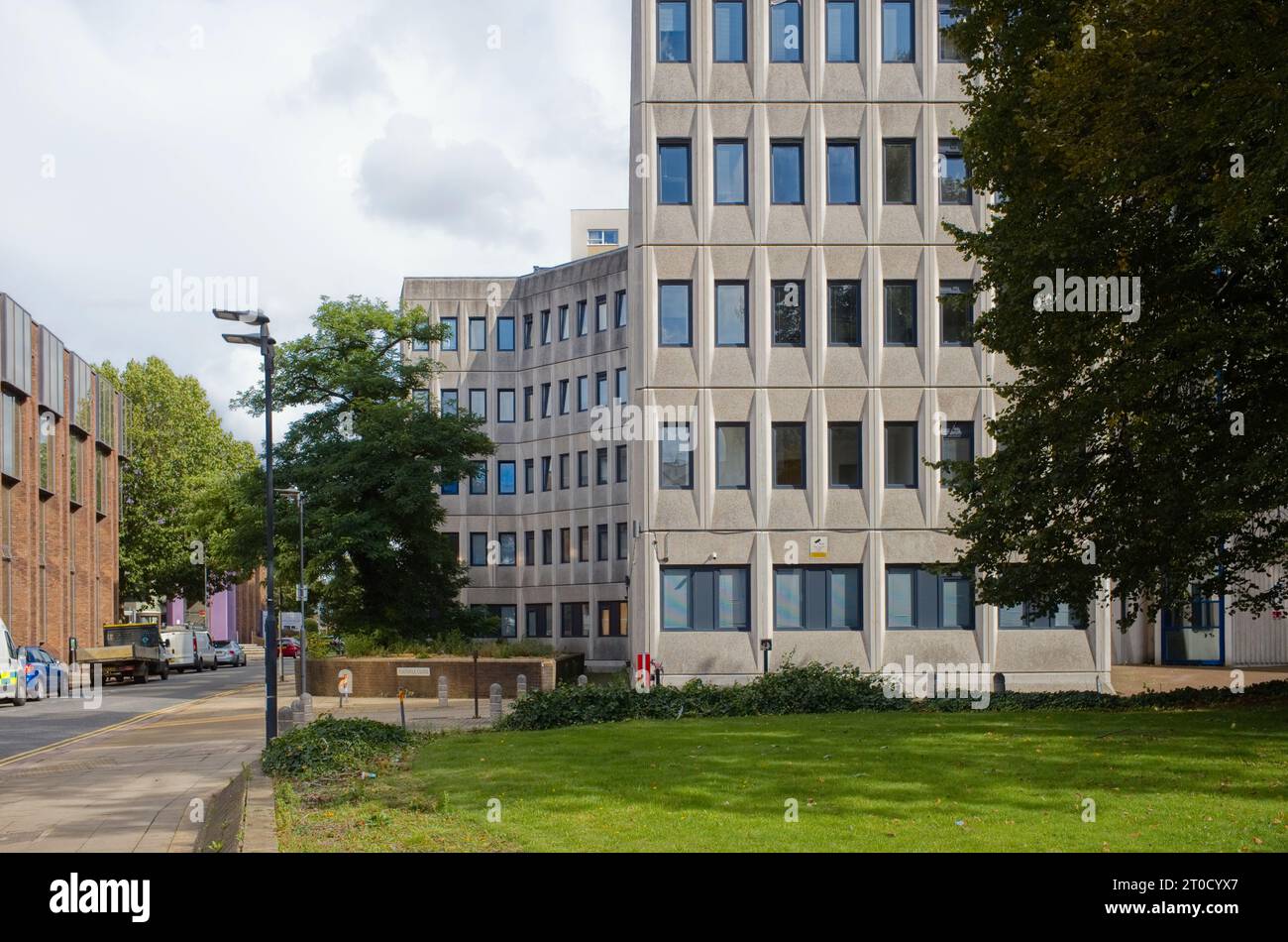 Typical 80s British office building on City Road in Peterborough Stock ...