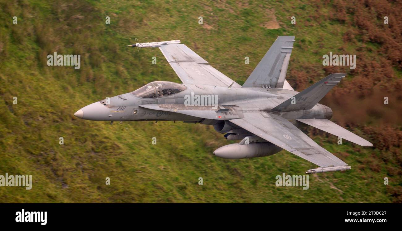 Royal Canadian Air Force CF-188 724 Hornet low level flying in the ...
