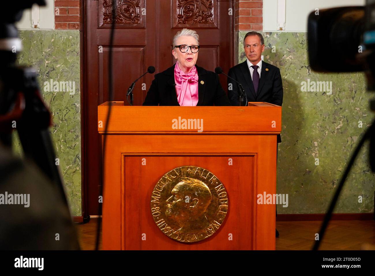 The head of the Nobel Peace Prize, Berit Reiss-Andersen, announce the ...