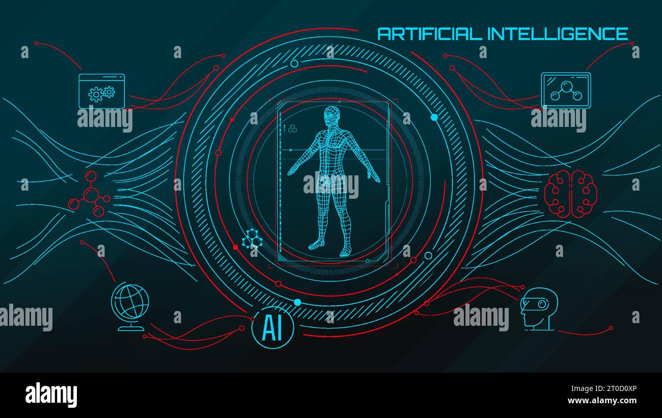 Futuristic interface design with a 3D human model Stock Vector Image ...