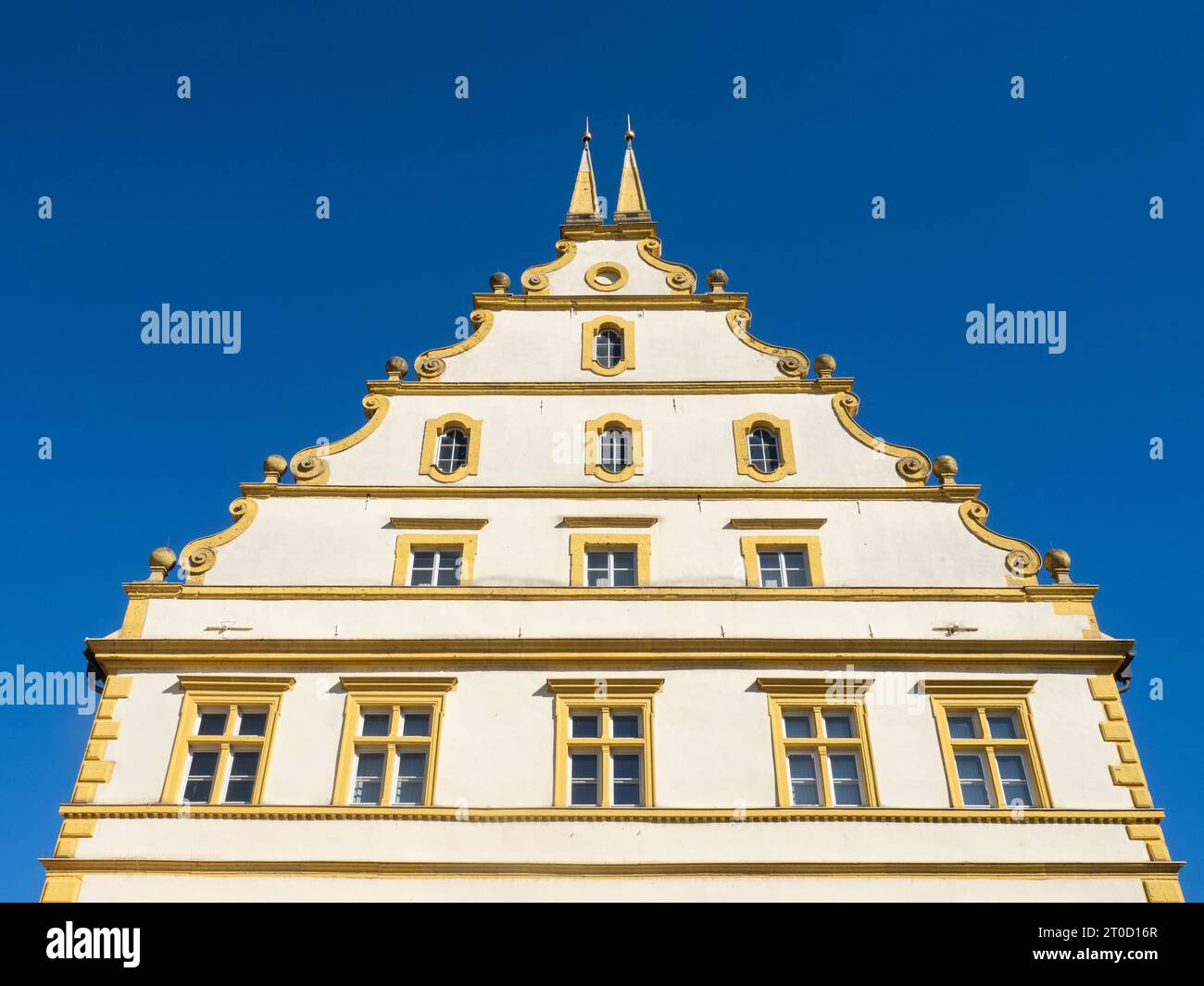 The Seinsheim Castle, detail of the facade, town of Marktbreit ...
