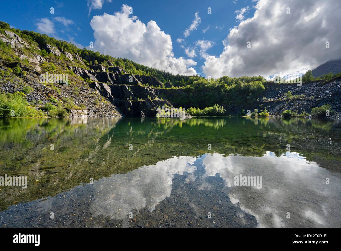 Water reflection in the former slate quarry near Ballachulish ...