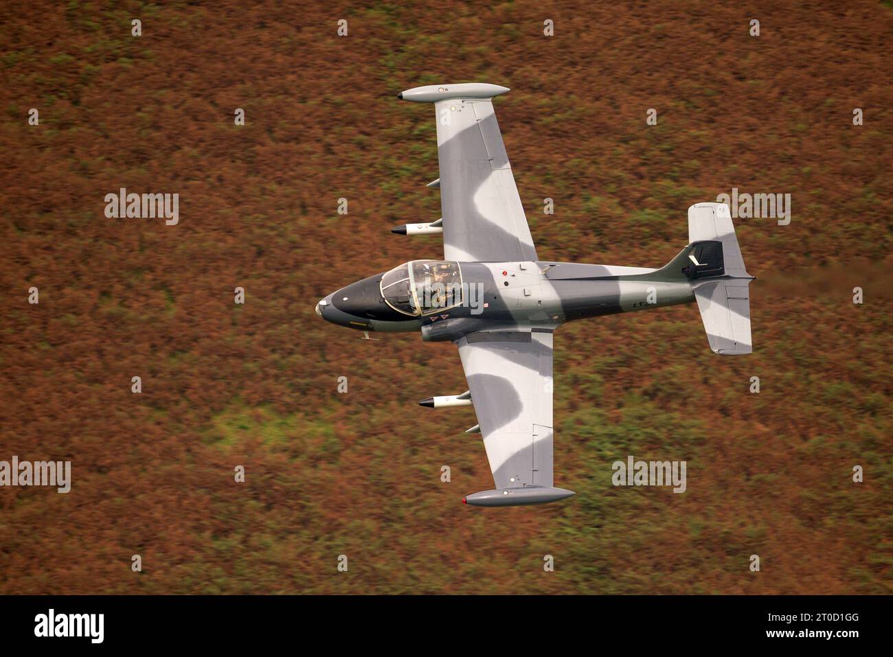 BAE Strikemaster flying low level in the Mach Loop, LFA7 in Wales Stock ...