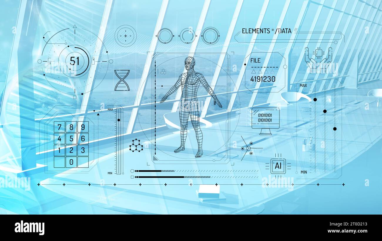 Artificial intelligence creation infographic on scientific and ...