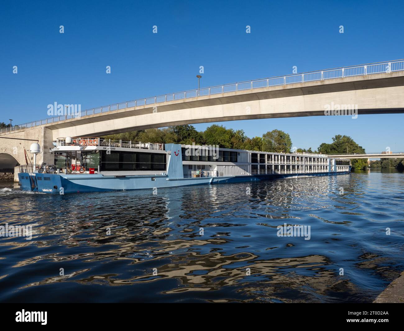 River cruise ship on the Main river, ship passing a bridge, Tui Maya ...
