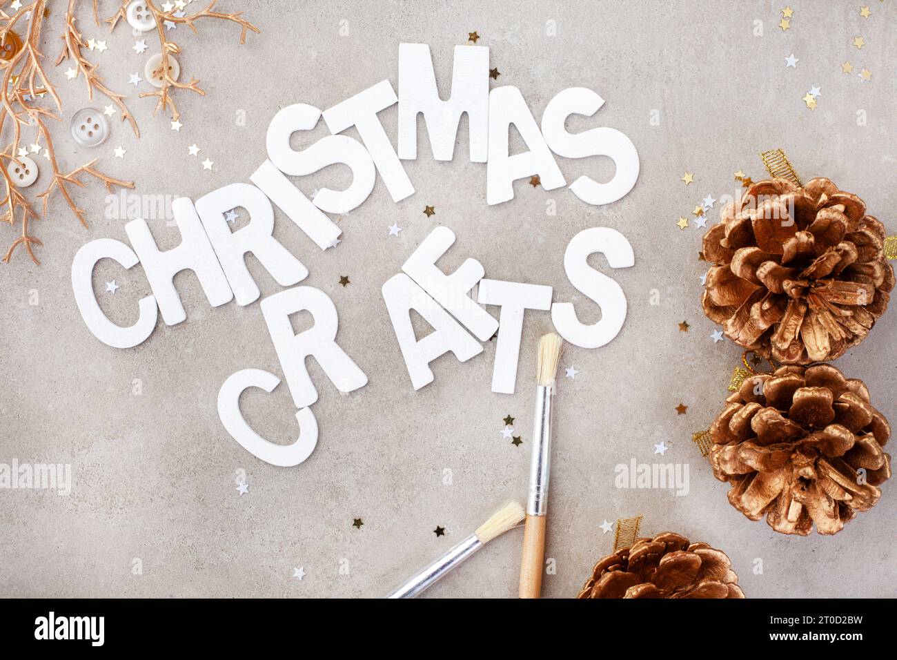 Christmas crafts in white lettering on mottled grey background with ...