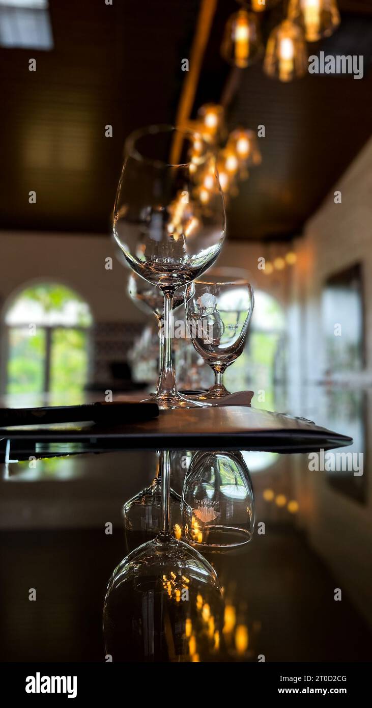 Wine Tasting Experience: Table Display Stock Photo - Alamy