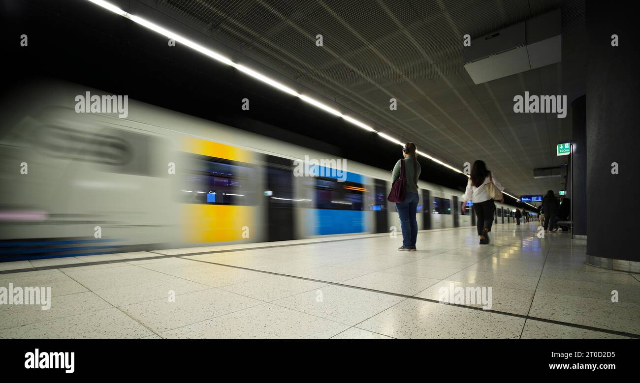 Underground arriving S-Bahn, train, generation 2023, stop, station ...