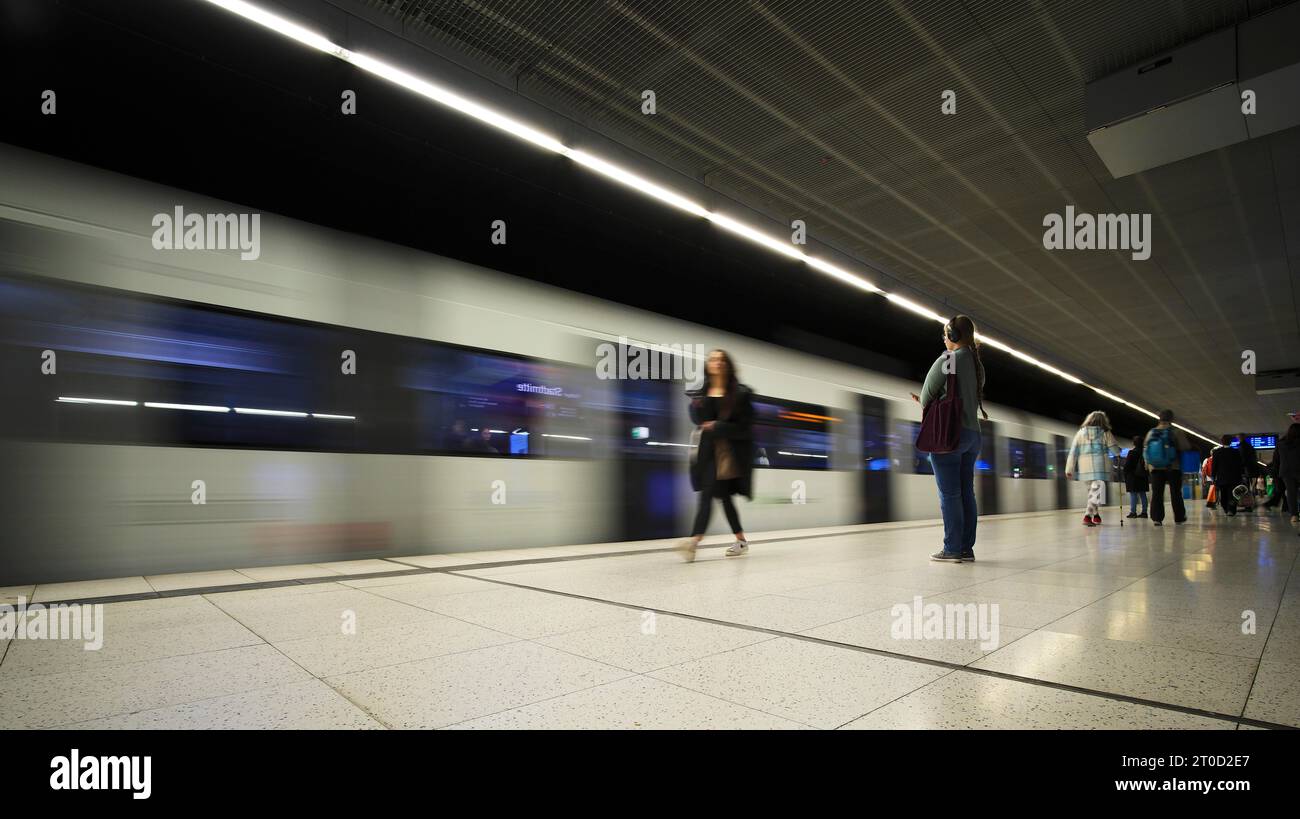 Underground arriving S-Bahn, train, generation 2023, stop, station ...