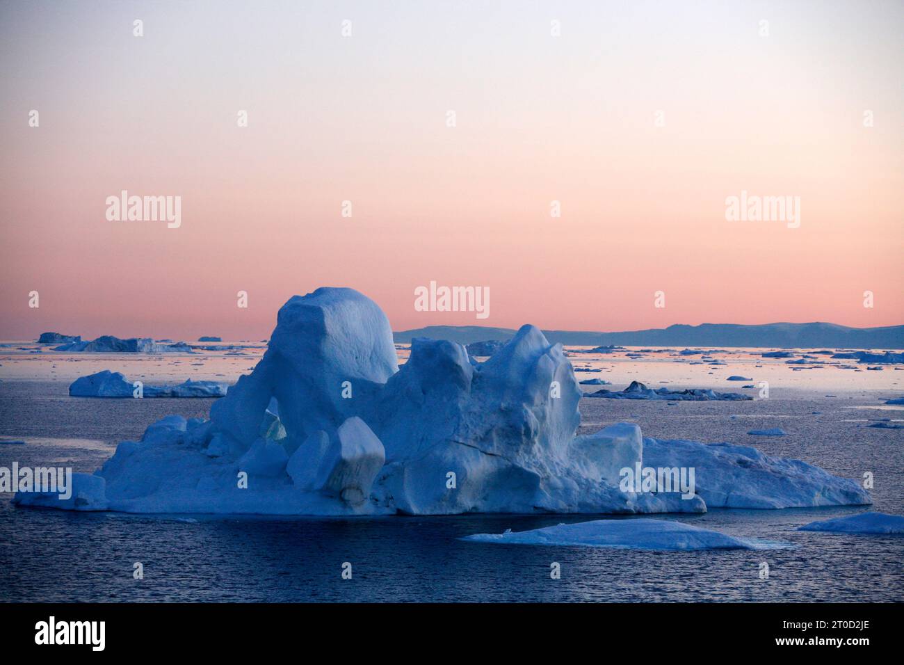 Floating icebergs from the Ilulissat Kangerlua Glacier also known as Sermeq Kujalleq at Disko ...