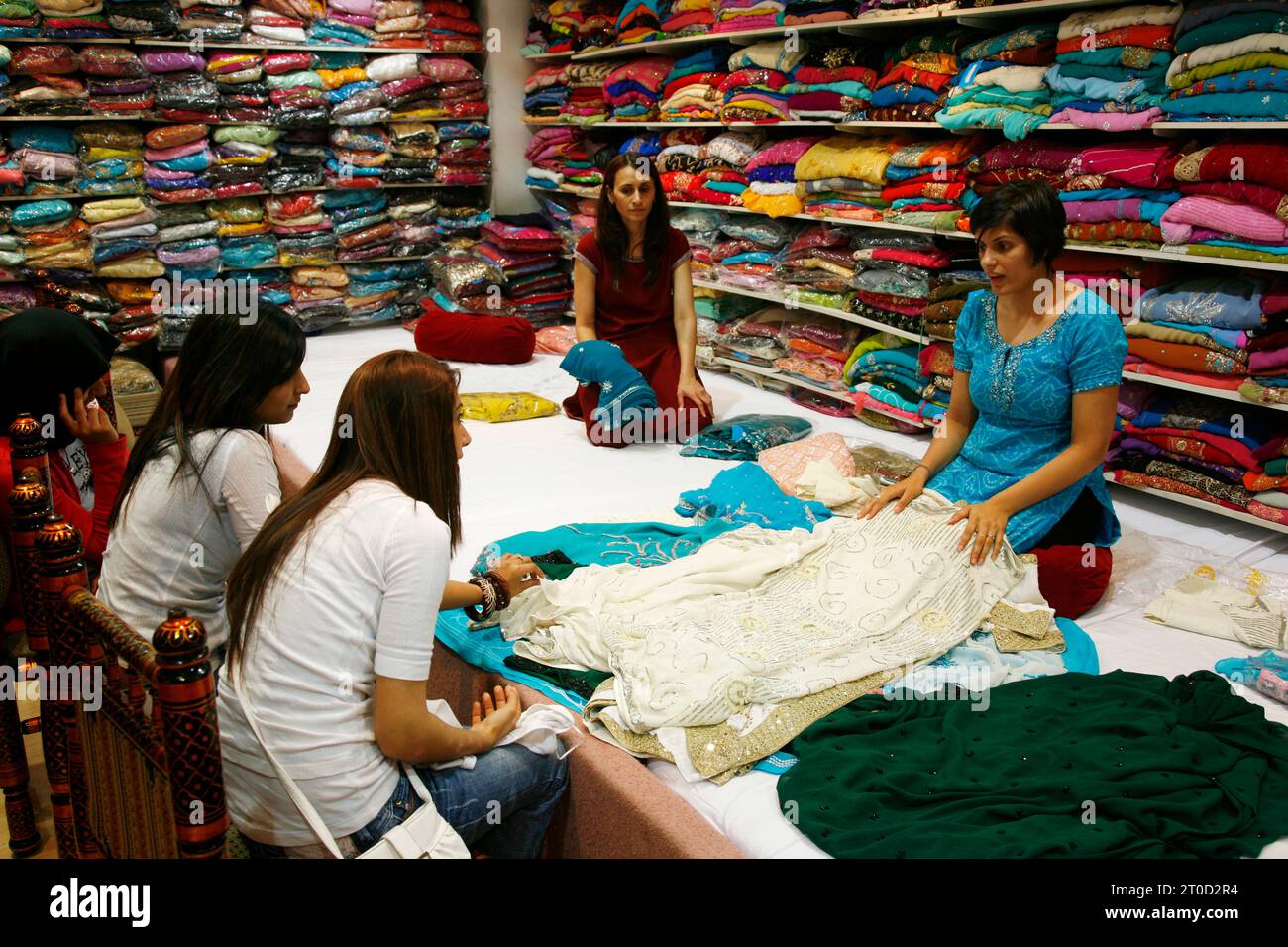 Sari shop at the Rusholme area where many immigrants live. Manchester ...