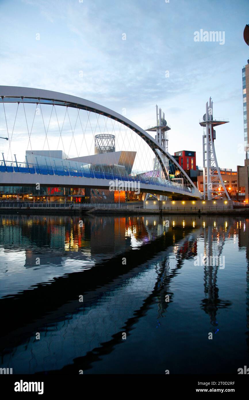 The millenium Bridge and Lowry at Salford Quays, Manchester, England ...
