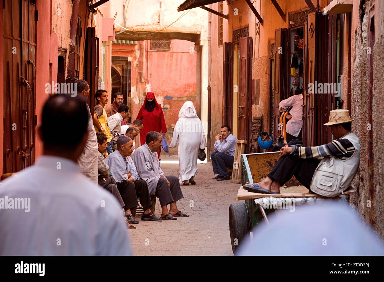 People in a street at the Medina (old Town). Marrakesh, Morocco Stock ...
