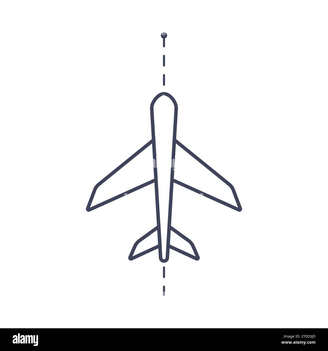 Linear icon of an airplane flying along a route. Vector illustration ...