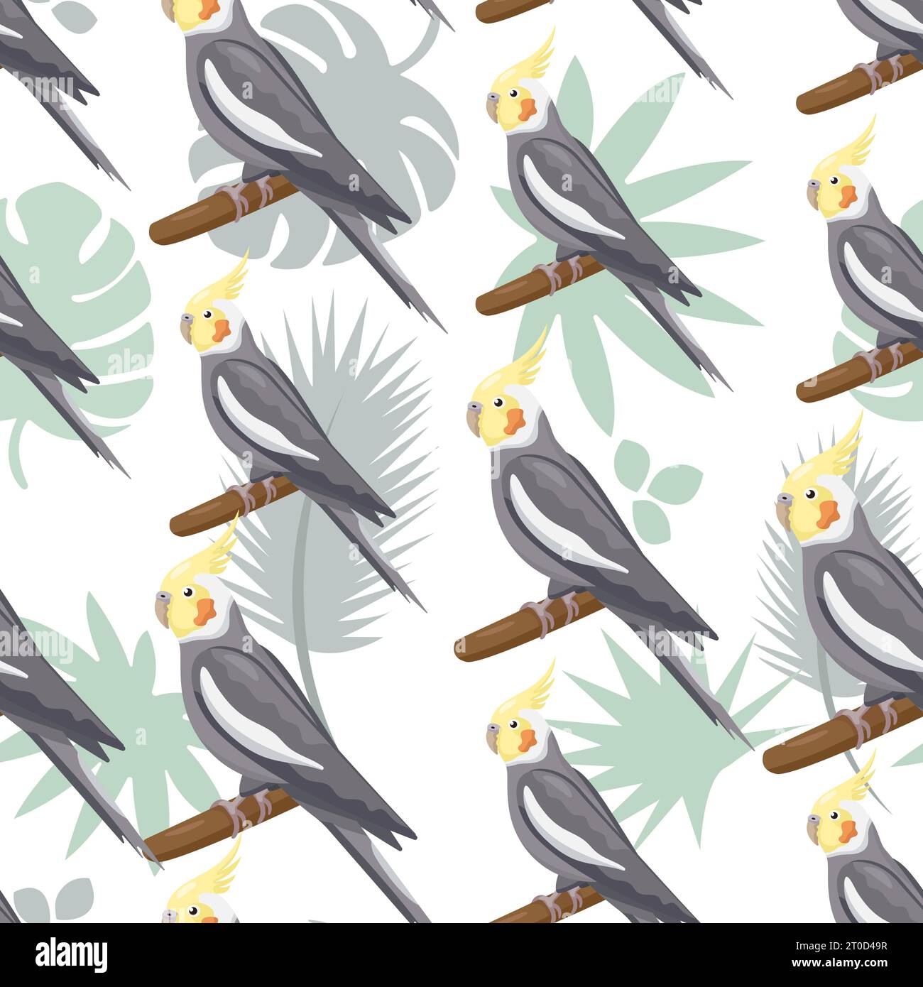 Two cockatiels on branch Stock Vector Images - Alamy