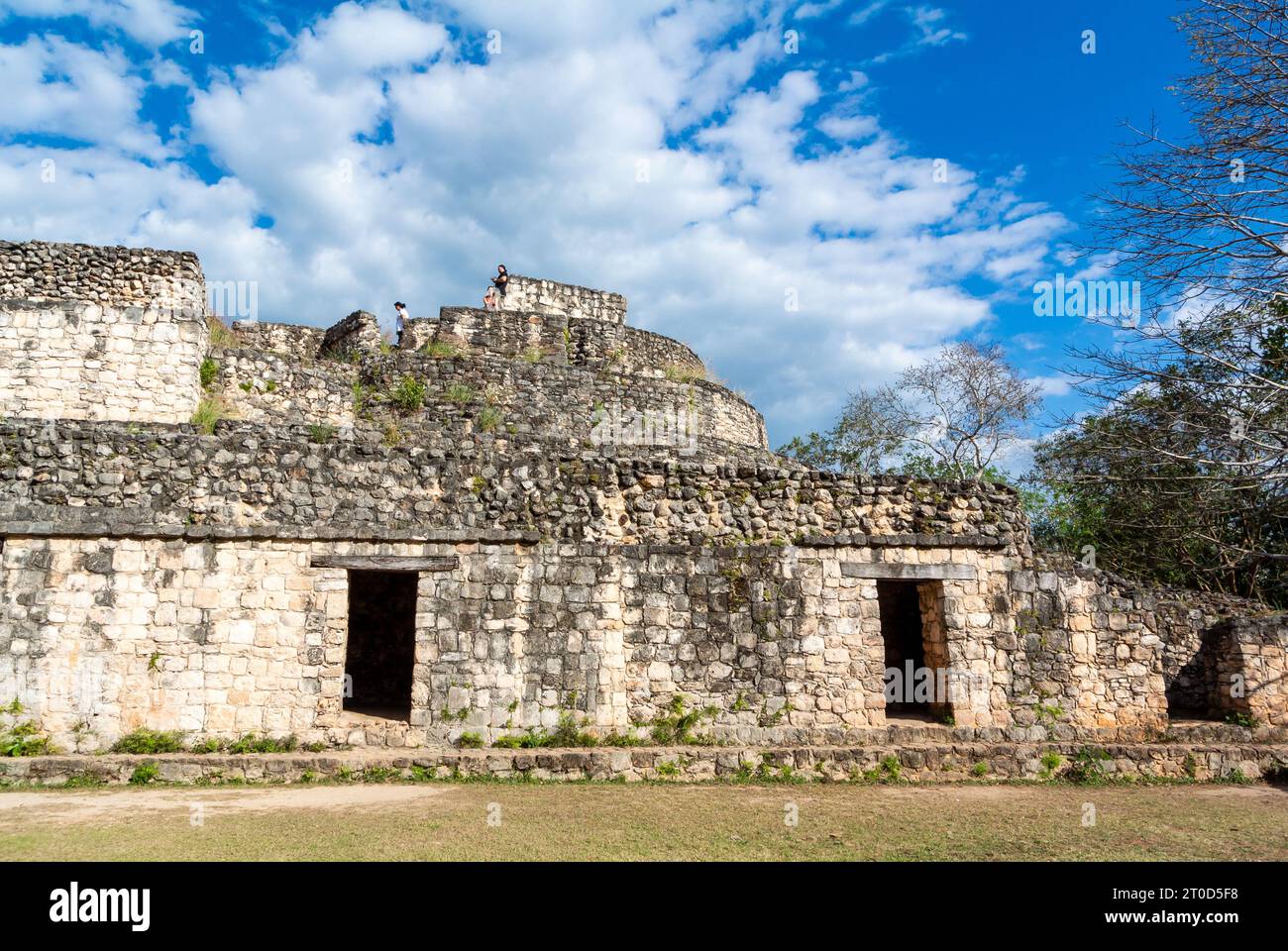 Ek Balam, Yucatan, Mexico, A landscape with pyramid of Ek Balam that is ...
