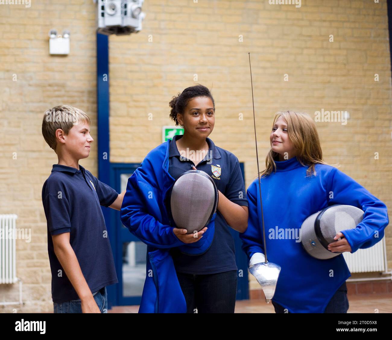 Children fencing at secondary school Stock Photo - Alamy