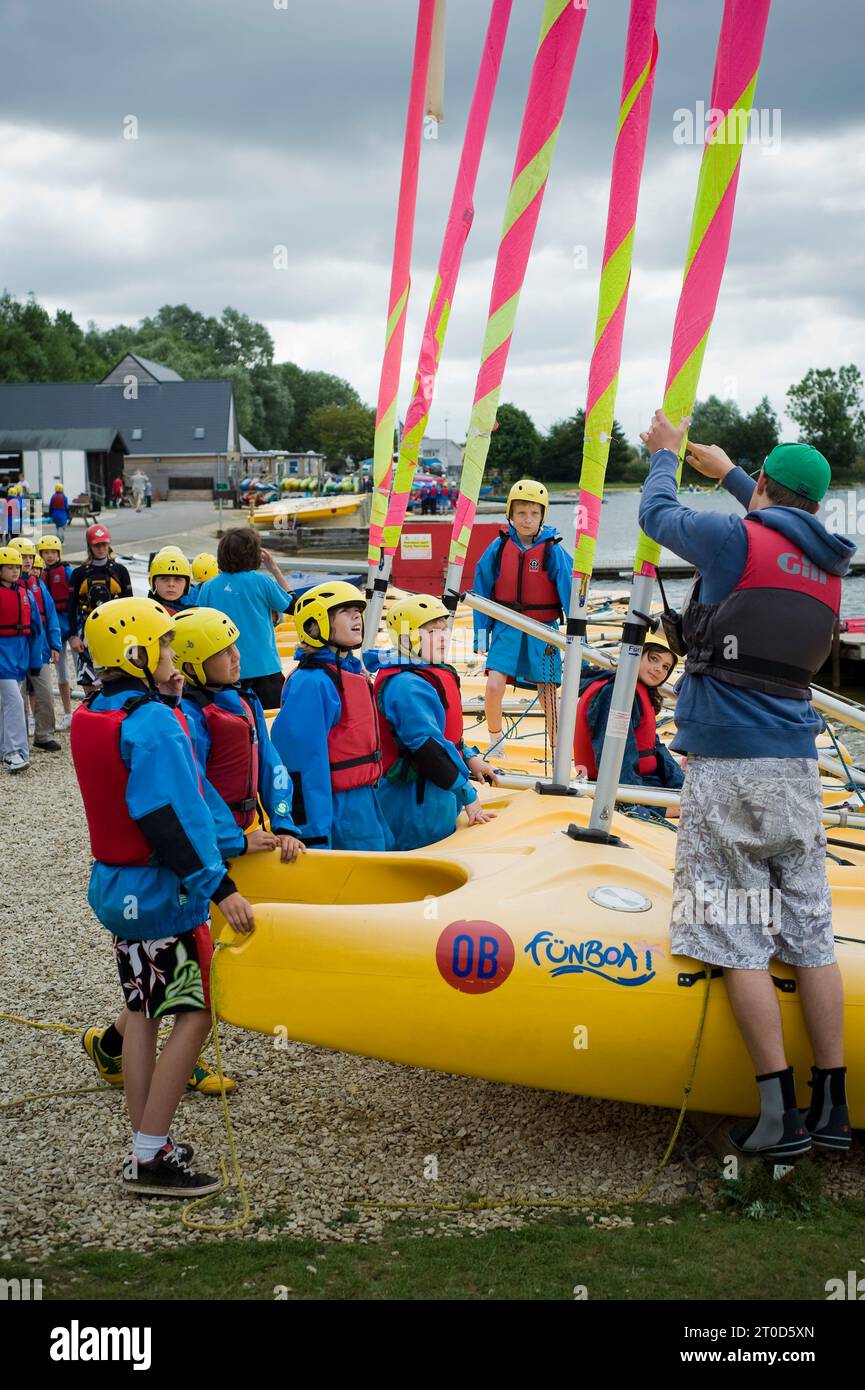 Secondary school pupils on outward bound course learning to sail Stock ...