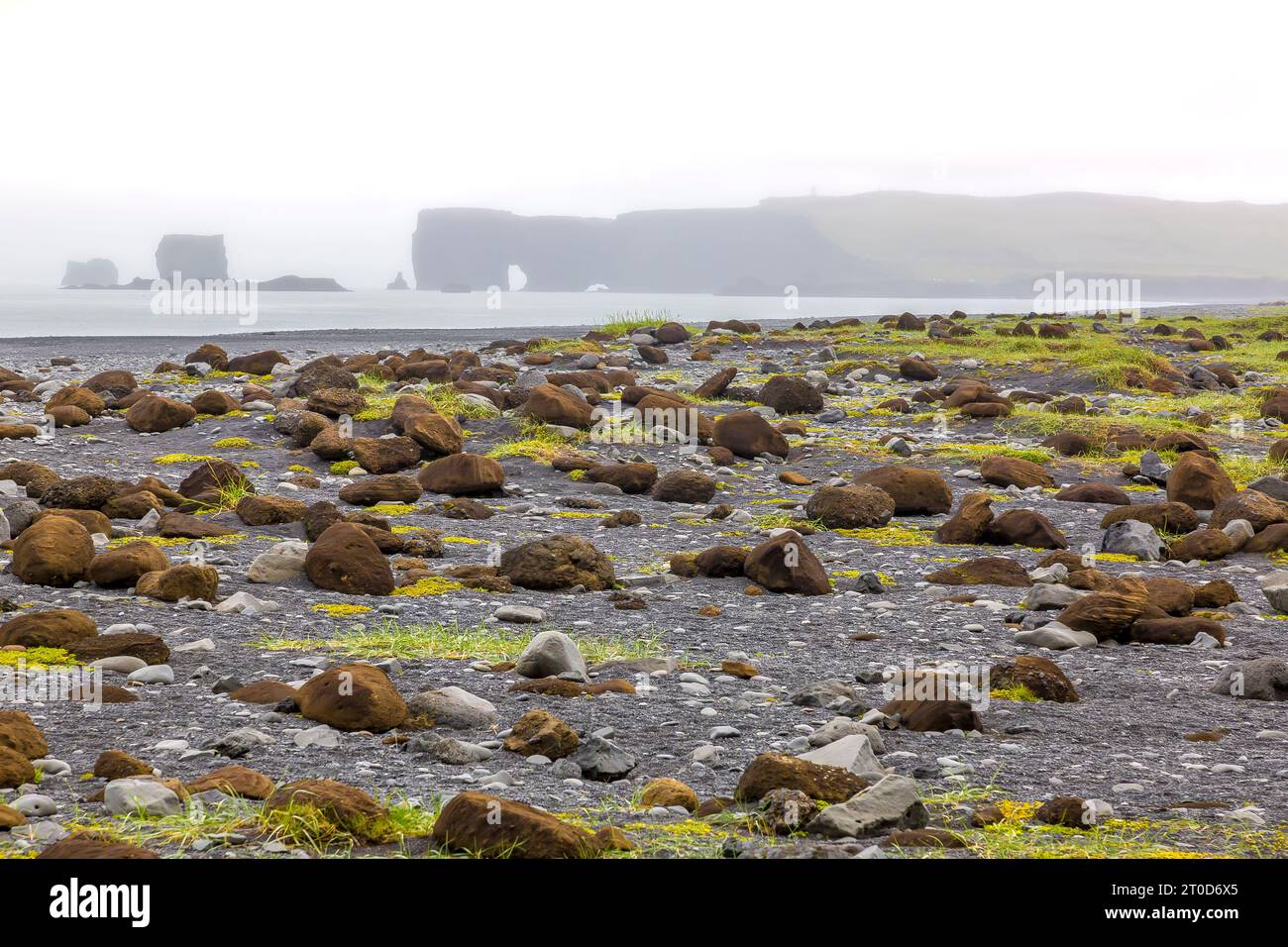 View on black Reynisfjara beach with impressive basalt columns in ...