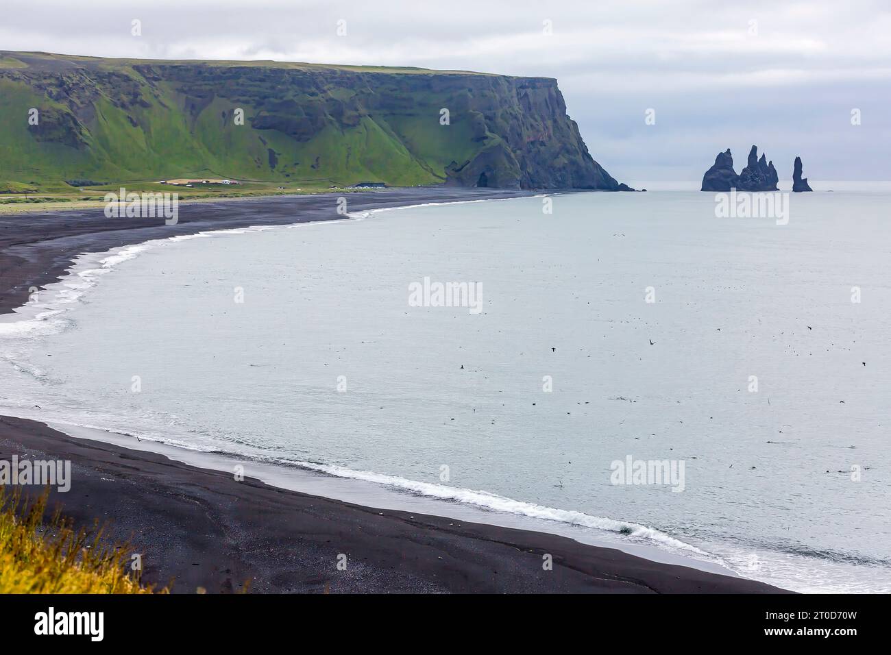 View on black Reynisfjara beach with impressive basalt columns in ...