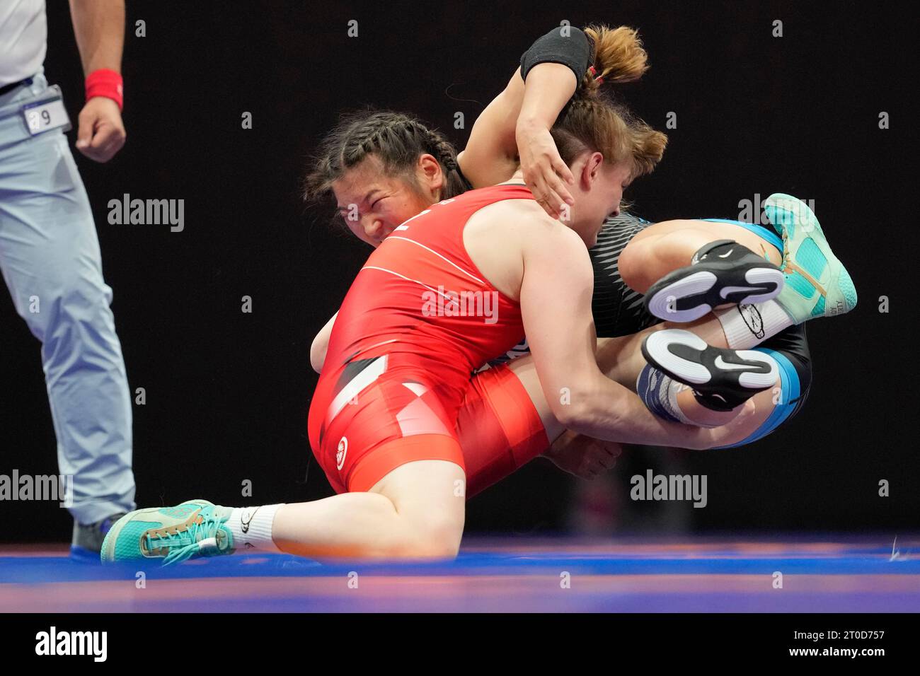 Kazakhstan's Yelena Shalygina, left, and Mongolia's Delgermaa ...