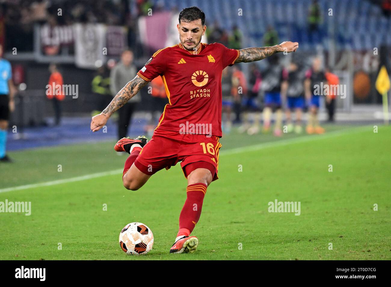 Rome, Italy. 05th Oct, 2023. Leandro Paredes of AS Roma in action ...