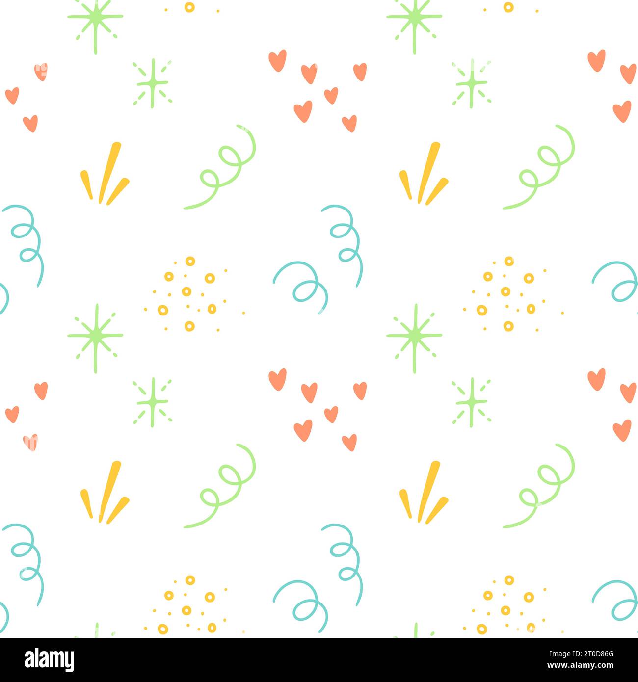 Cute line doodle seamless pattern. Childish squiggle drawing design ...