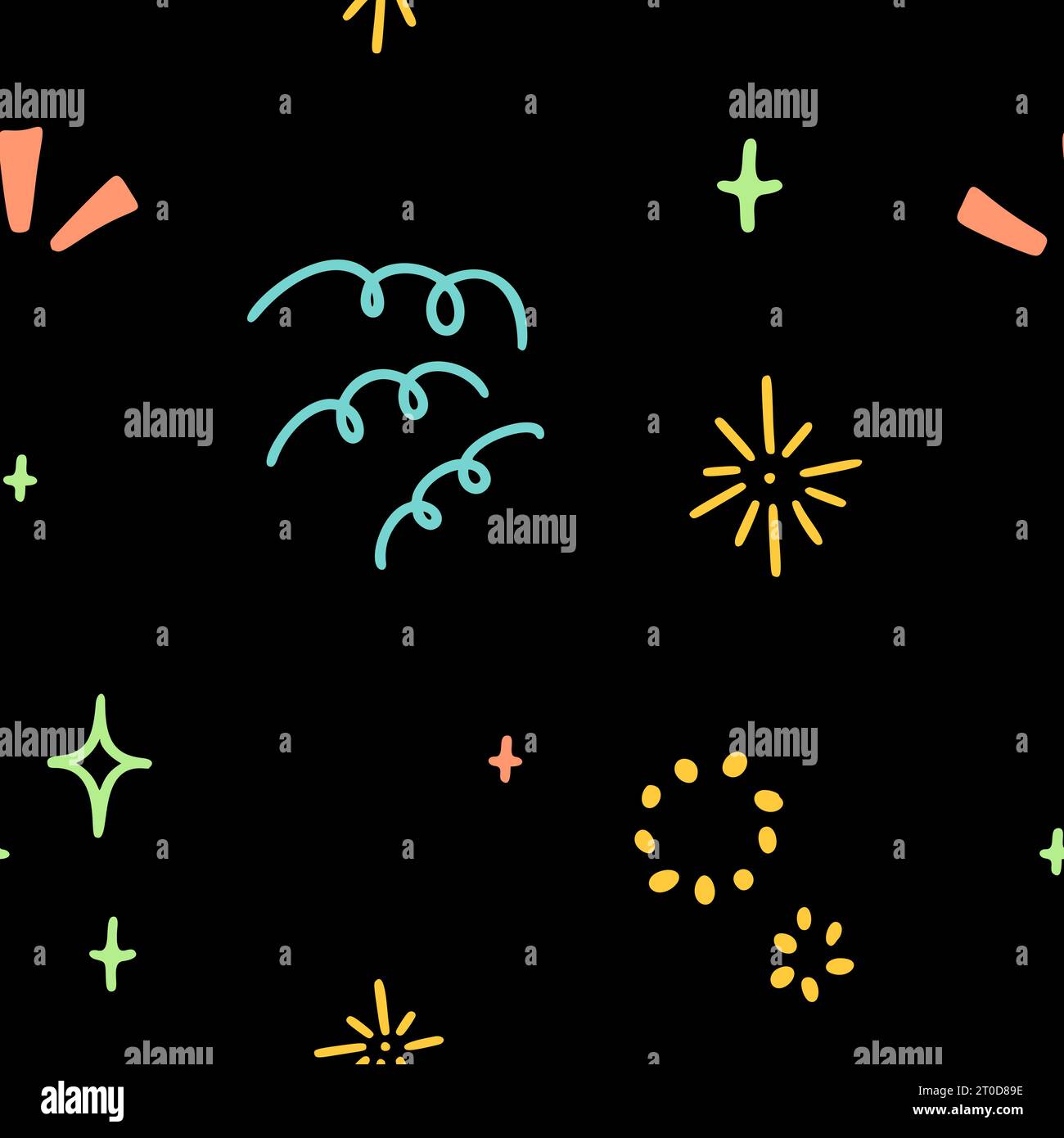 Cute line doodle seamless pattern. Childish squiggle drawing design ...