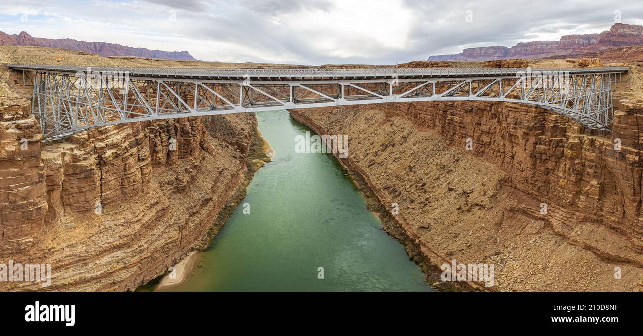 Panoramic picture of Navajo bridge and colorado river at daytime Stock ...