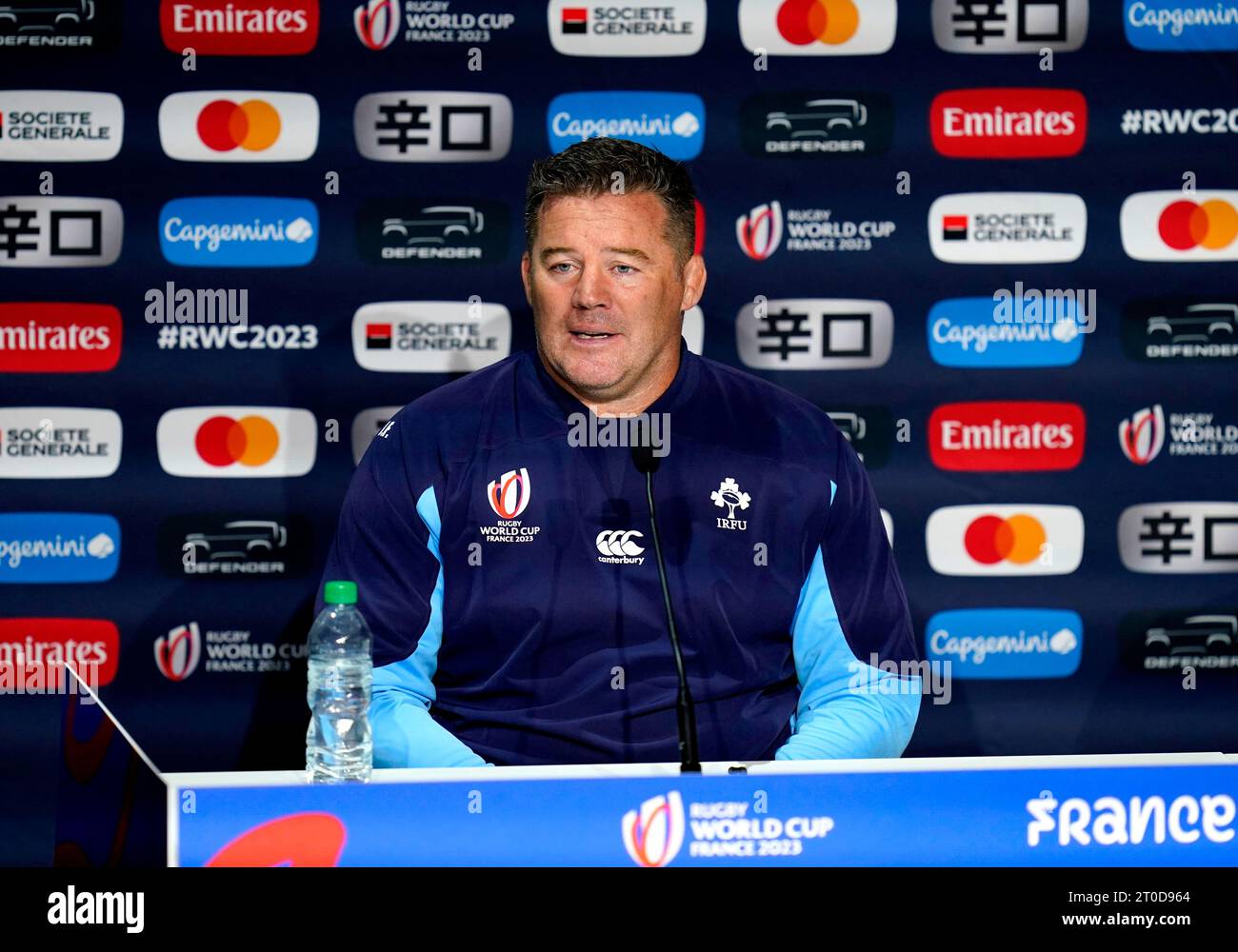 Ireland scrum coach John Fogarty during a press conference after the ...