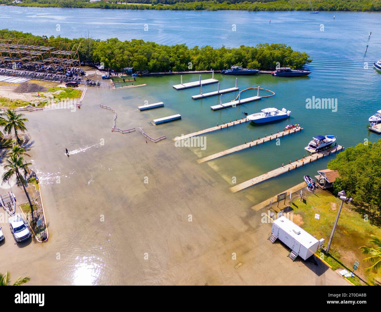 Aeria photo severe flood at the Haulover marina and boat ramp October ...
