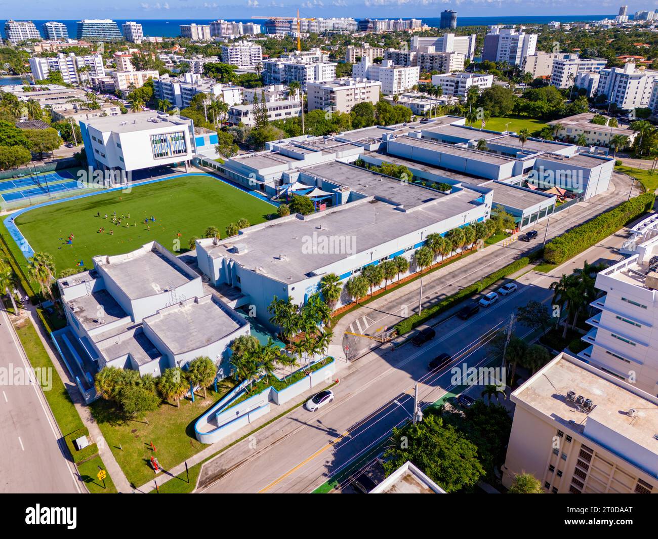 Bay Harbor, FL, USA - October 5, 2023: Aerial drone photo Ruth K Broad ...