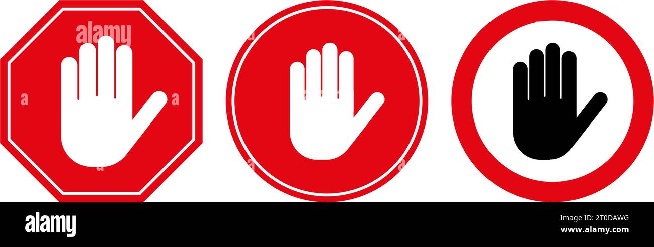 Stop attention caution hand sign icon symbol Stock Vector Image & Art ...