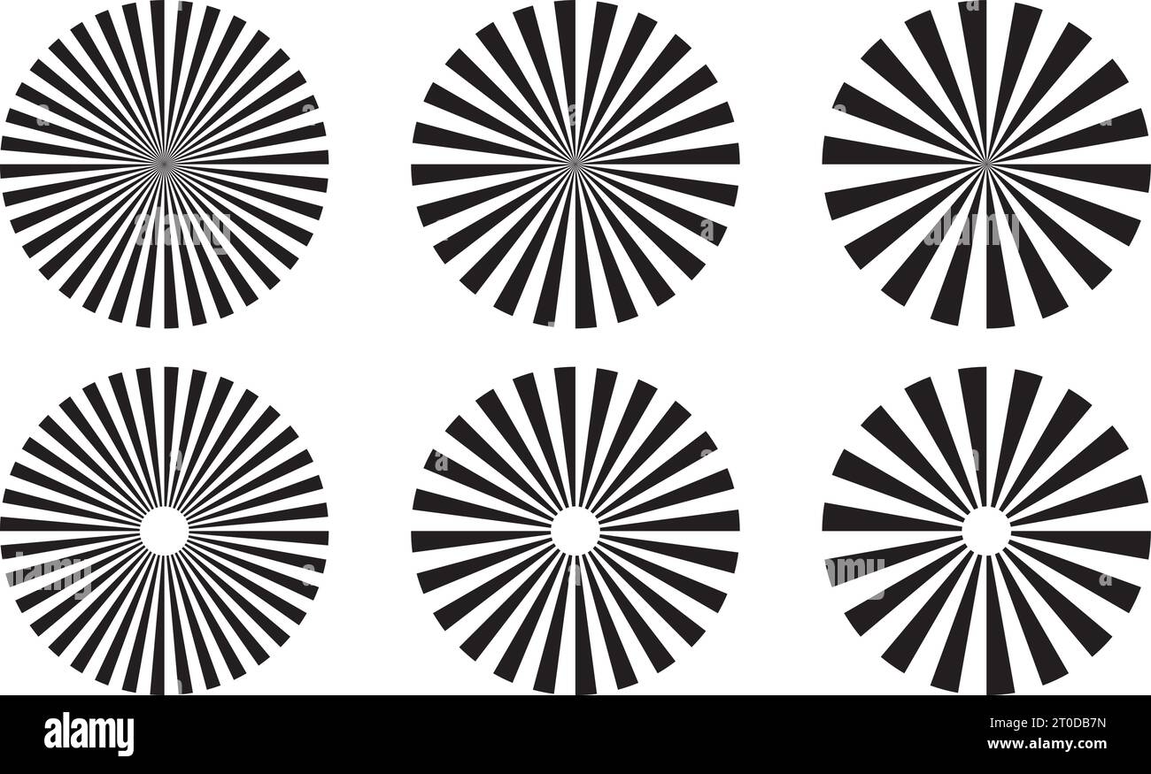 Rays Icon Set Sunburst Element Radial Stripes Set Stock Vector Image