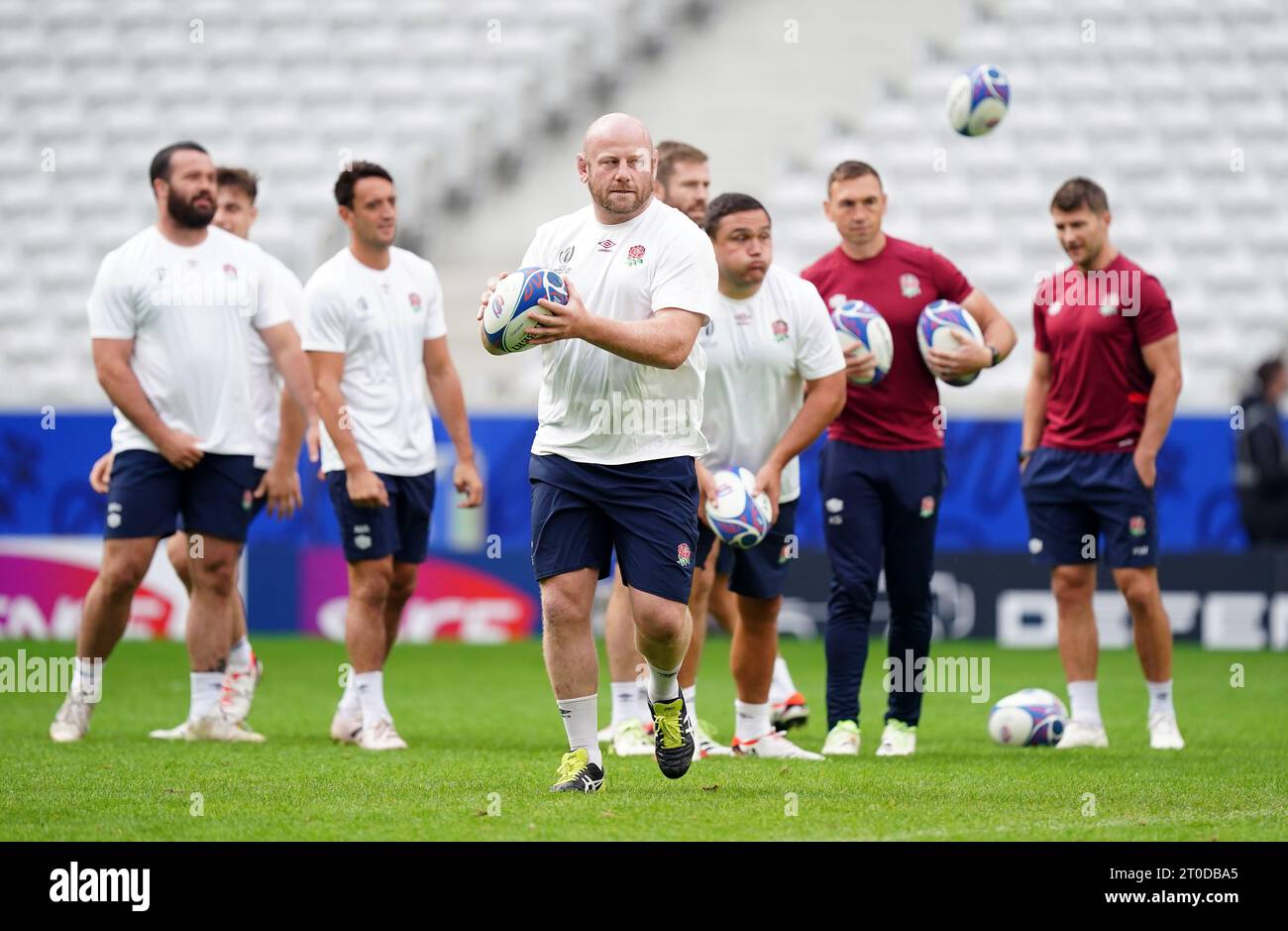England's Dan Cole during a team run at the Stade Pierre-Mauroy in ...