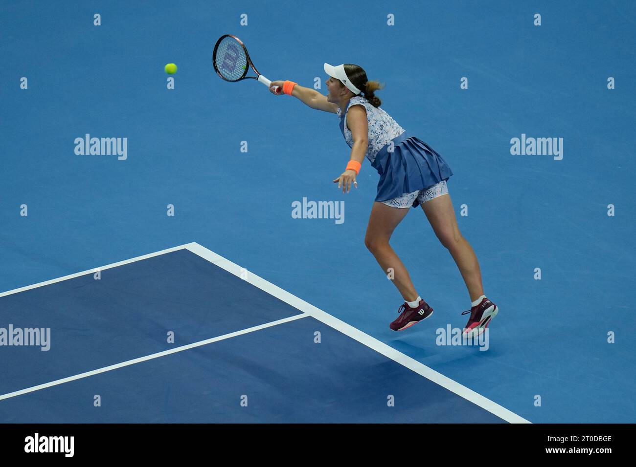 Jelena Ostapenko of Latvia reaches for the shot from Liudmila Samsanova ...